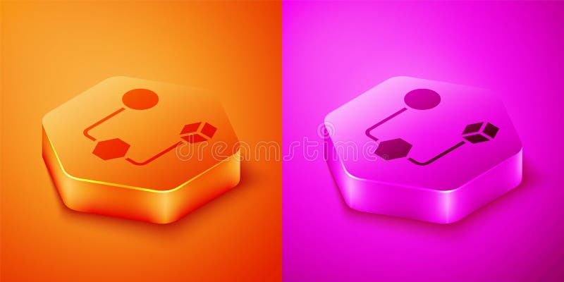 Isometric Isometric Cube Icon Isolated on Orange and Pink Background ...