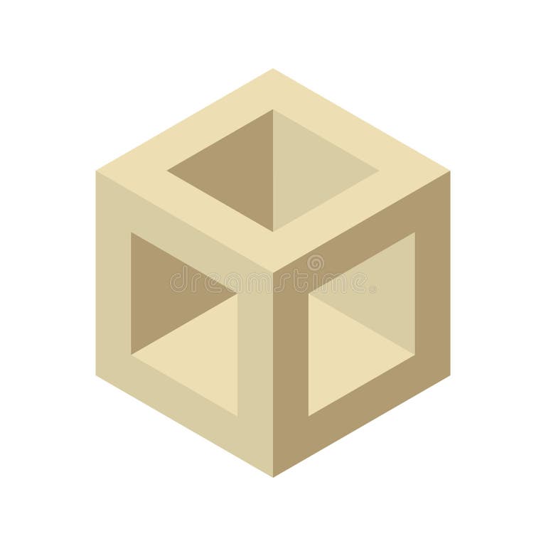Isometric Cube with Inner Structure Minimalist Design, Neutral Beige ...