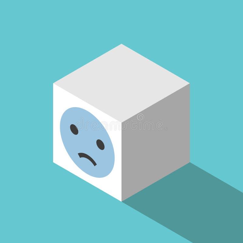 Isometric sad unhappy cube stock vector. Illustration of feedback ...