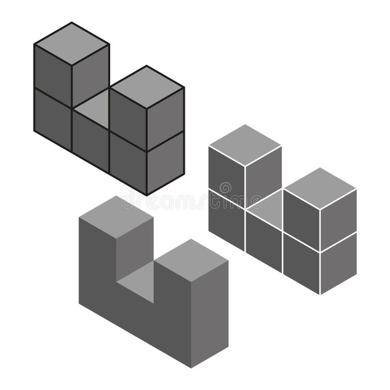 Isometric Cube Shapes. Geometric Block Structure. Abstract Box Form ...