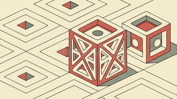 Isometric Cube Structure, Geometric Design 3D Shapes Vector Design ...