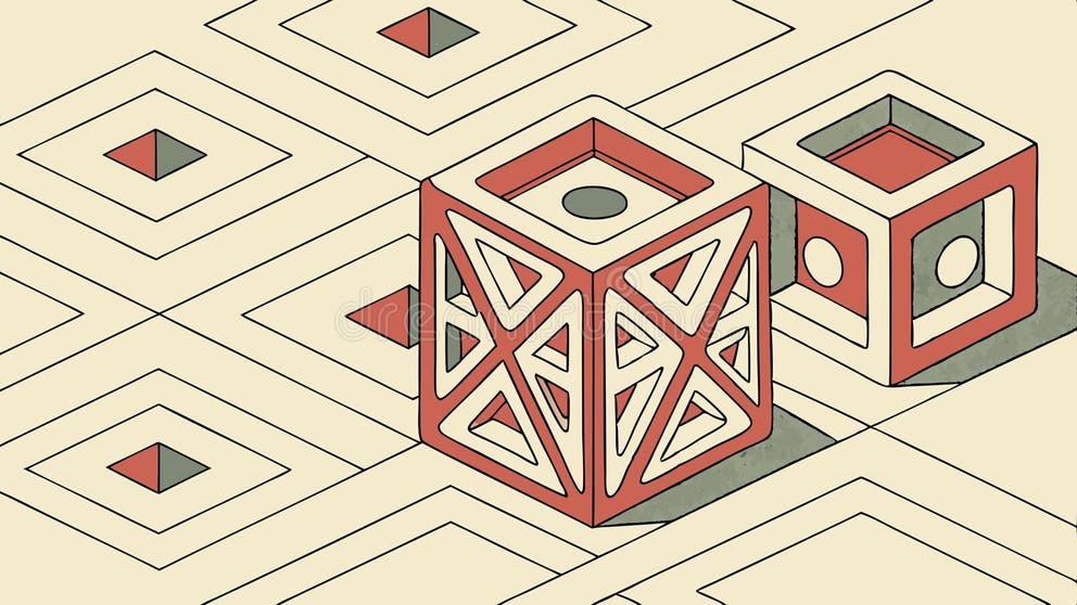 Isometric Cube Structure, Geometric Design 3D Shapes Vector Design ...