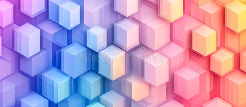 Isometric Cubes Float on a Gradient Backdrop in a Pastel Geometric ...