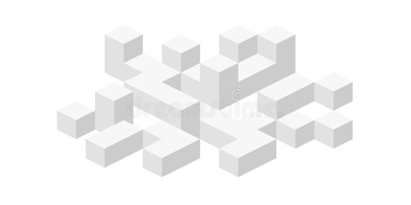 Abstract White Background from Cubes and Lines. Linear Geometric ...