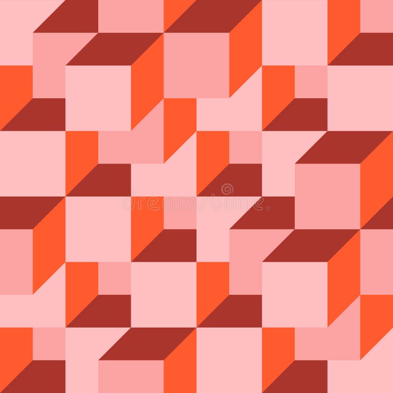 Isometric Cubes Seamless Pattern. Shades of Red Stock Illustration ...