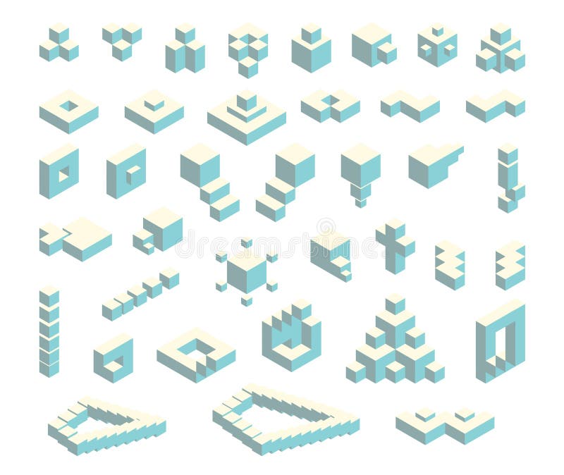 Isometric cubes set stock vector. Illustration of minimalistic - 66206706
