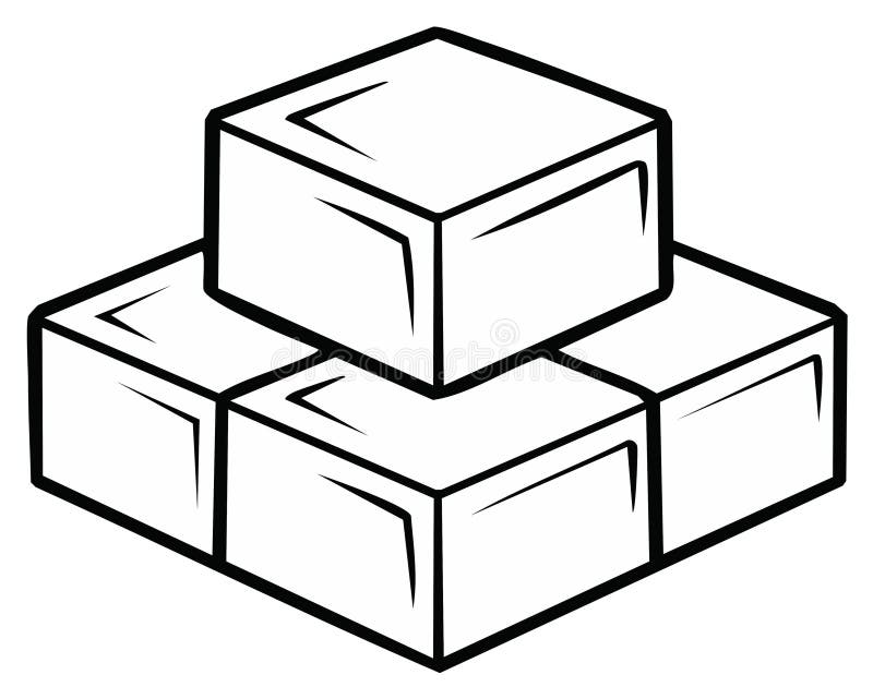 Isometric Cubes Stacked Outline Shapes White and Black Construction Building Blocks Geometric ...