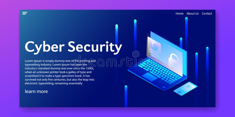 Isometric Cyber Security, Protection of Laptop and Smartphone Concept ...