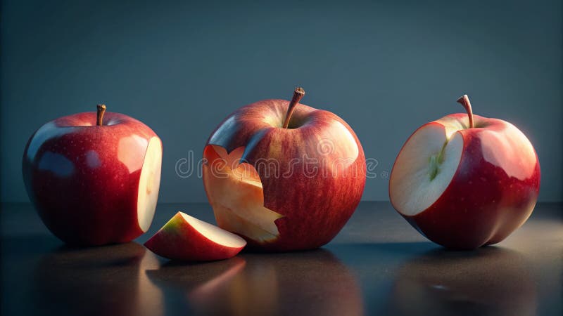 Isometric 3D Apple Bite Progression a Detailed LowLight Flat Style ...