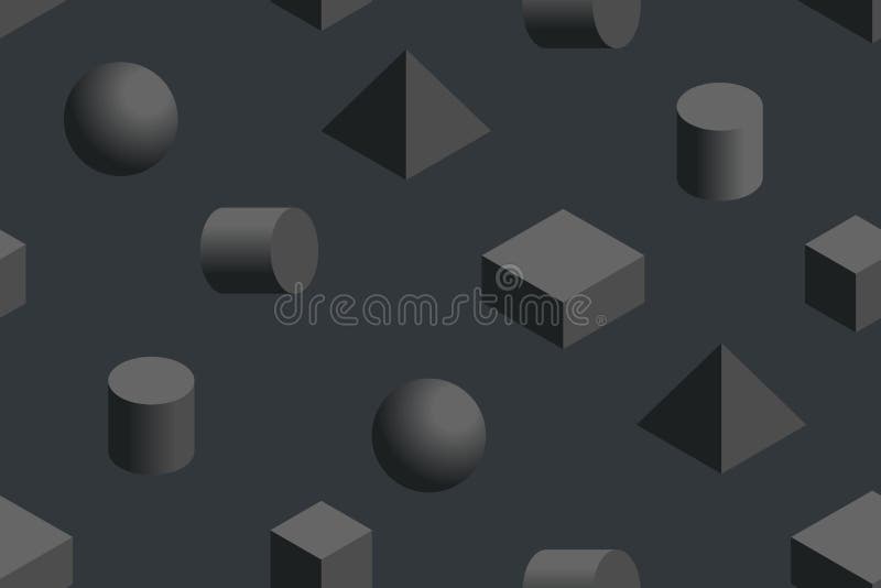 Isometric 3D Black Shapes Seamless Pattern Stock Vector - Illustration ...