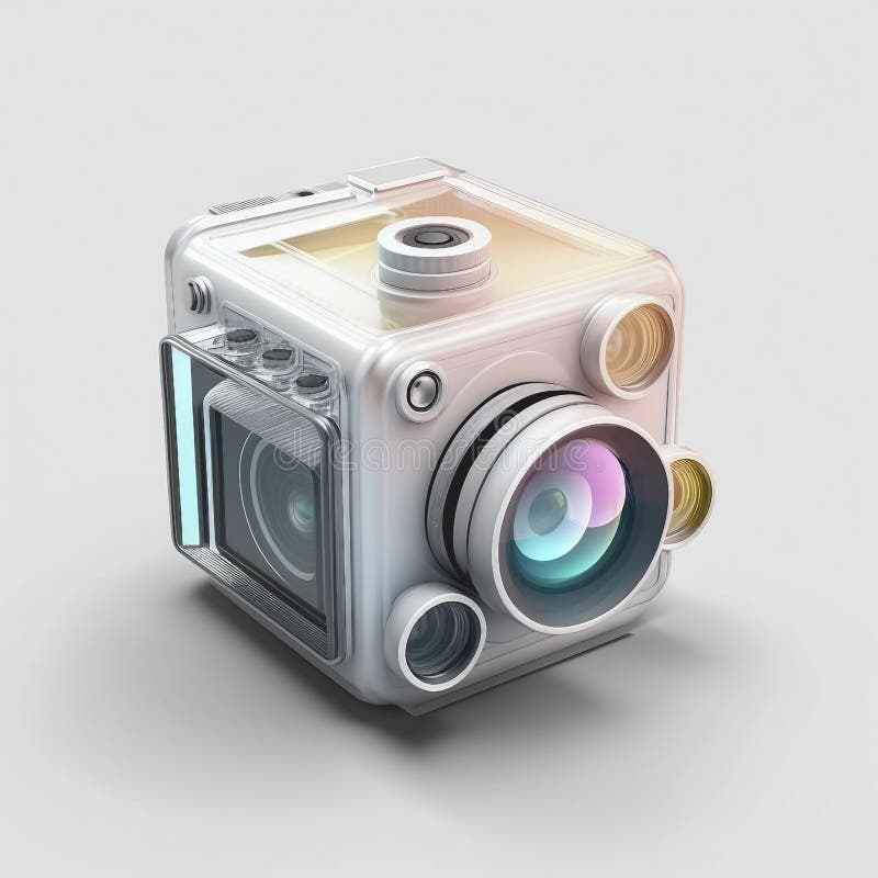An Isometric 3D Camera Design. Glass Effects, Stock Illustration ...