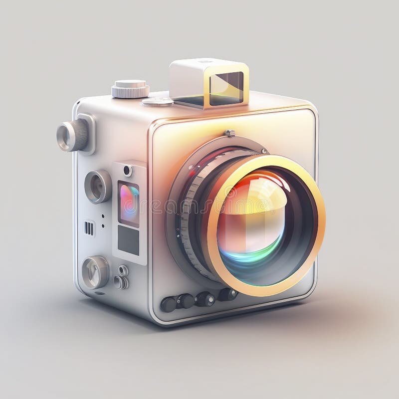 An Isometric 3D Camera Design on a Light Background Stock Illustration ...