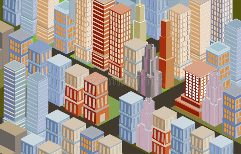 Isometric 3D City View Vector Illustration Stock Vector - Illustration ...