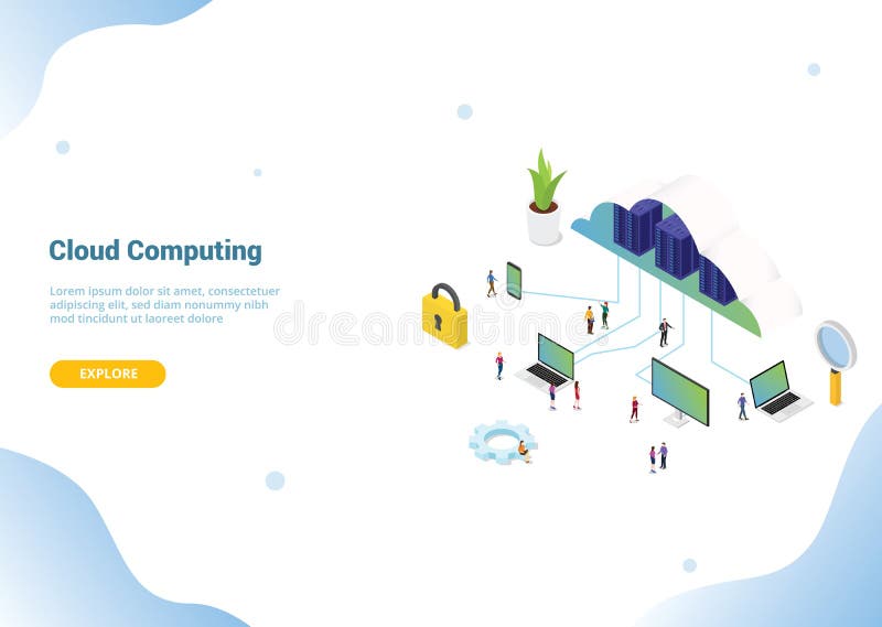 Isometric 3d Cloud Computing Concept for Website Template Banner or ...