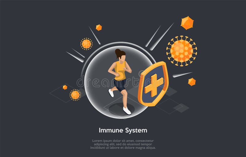 Weak Immune System Have Risk of Infection. Cute Human Icon Illustration ...
