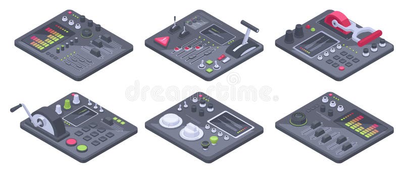Isometric Control Panels. Spaceship Dashboards, Aircraft Panel with ...