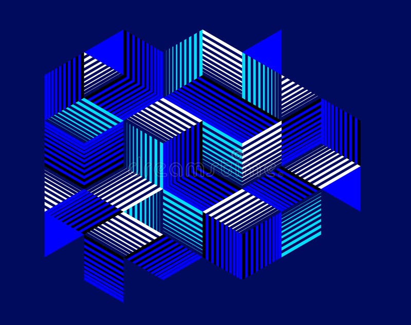 Isometric 3D Cubes Vector Abstract Geometric Background, Abstraction ...
