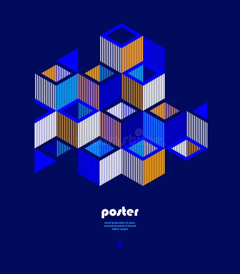 Isometric 3D Cubes Vector Abstract Geometric Background, Abstraction ...