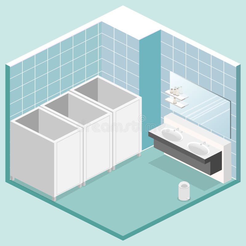 Isometric 3D Cutaway Interior of Public Toilet Stock Illustration ...