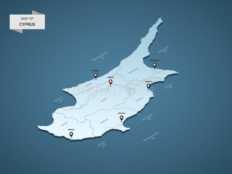 Isometric 3D Cyprus Vector Map Concept. Stock Vector - Illustration of ...