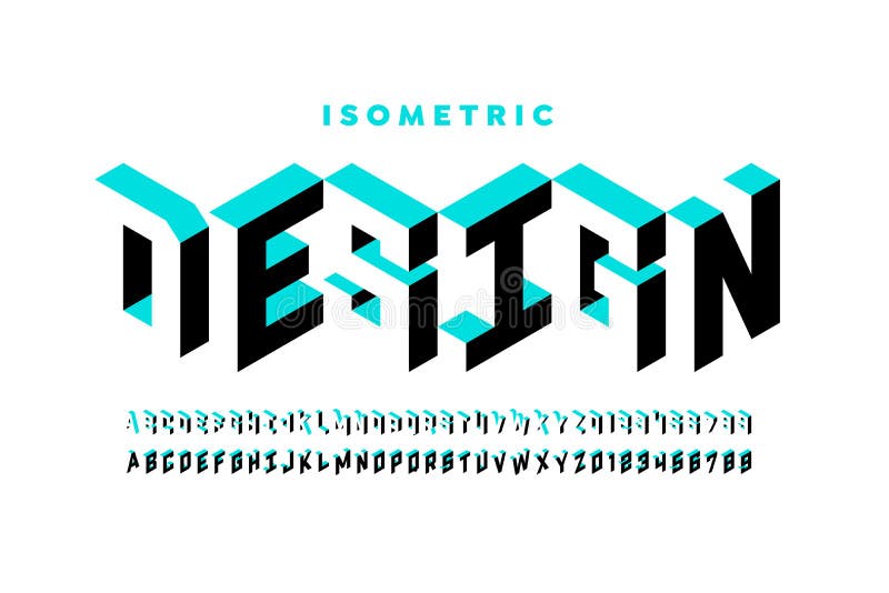 Isometric Alphabet Font. Simple 3d Geometric Letters and Numbers Stock ... Isometric Alphabet Font. Simple 3d Geometric Letters and Numbers Stock ...
