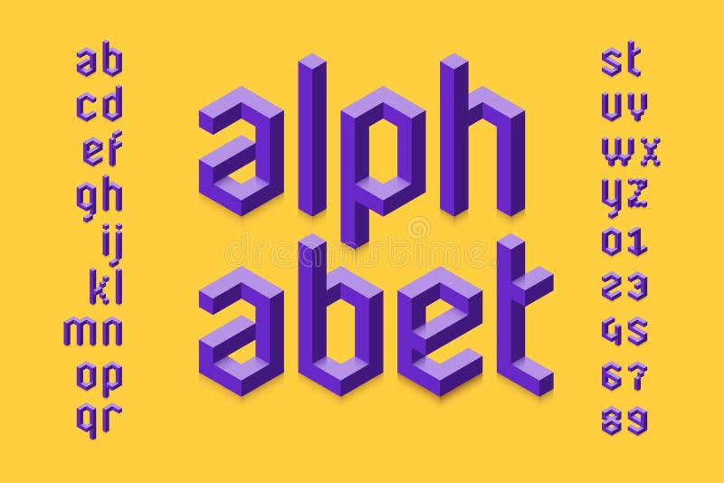 Isometric Alphabet Font. Simple 3d Geometric Letters and Numbers Stock ... Isometric Alphabet Font. Simple 3d Geometric Letters and Numbers Stock ...