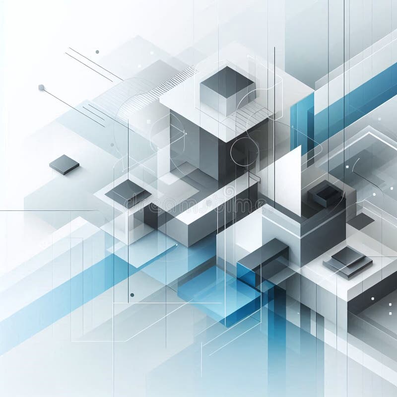 Isometric 3D Geometric City Elements in Abstract Layout. Stock ...