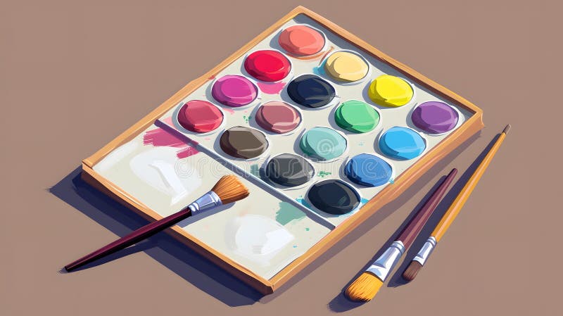 Isometric 3D Illustration of Paint Brush and Color Palette. this is AI ...