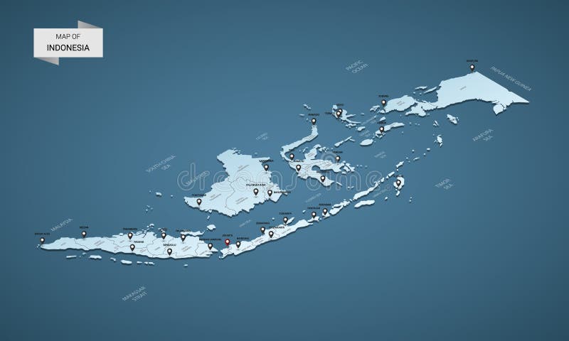 Isometric 3D Indonesia Vector Map Concept. Stock Vector - Illustration ...