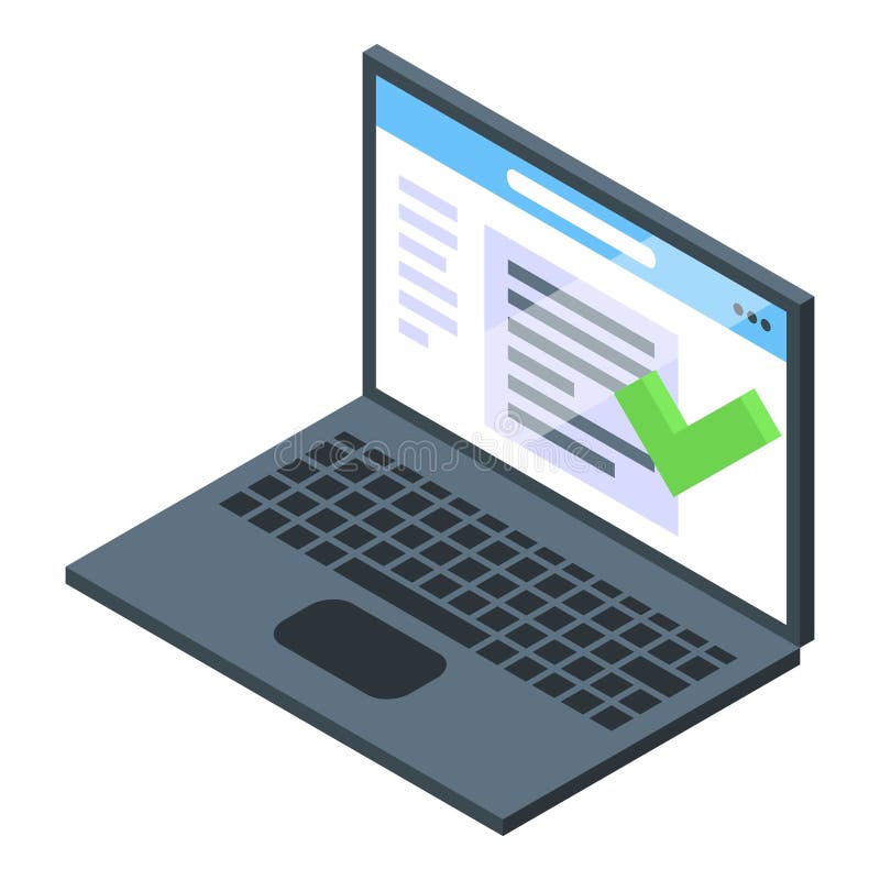 Isometric 3d Laptop with Check Mark on Screen Stock Illustration ...
