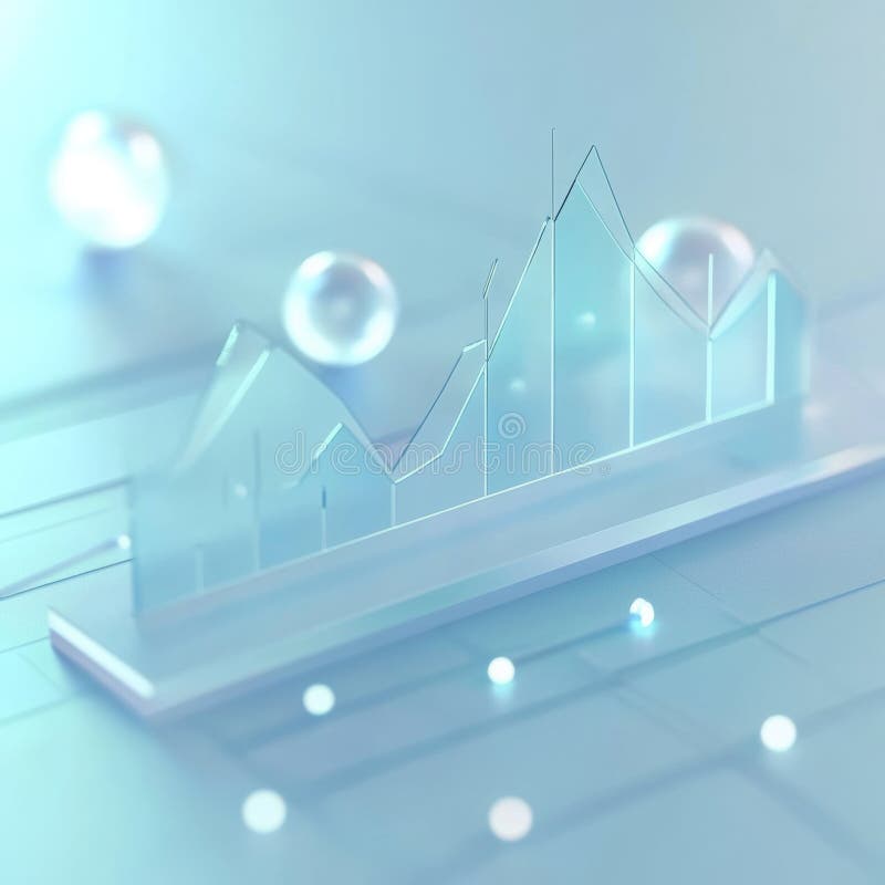 Isometric 3D Line Chart Icon with High Fidelity Render Stock ...