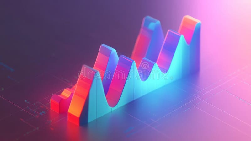 Isometric 3D Line Chart Icon with Vibrant Colors Stock Illustration ...