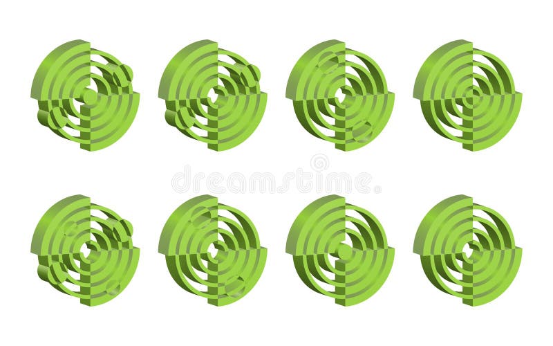 Isometric 3D Logos Set. Abstract Round Logo Template. Vector ...