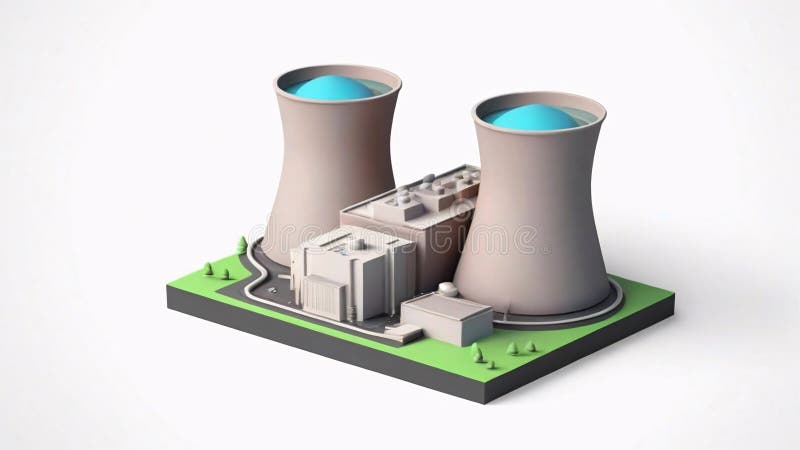 Isometric 3D Model of a Nuclear Power Plant Stock Illustration ...