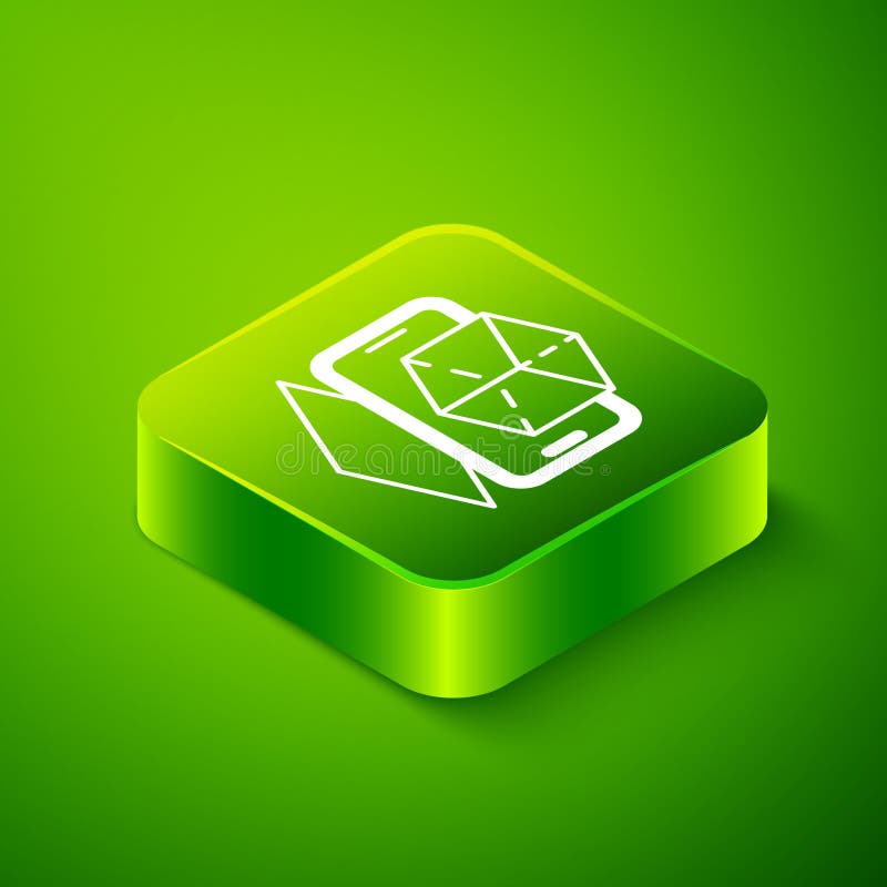 Isometric 3d Modeling Icon Isolated on Green Background. Augmented ...