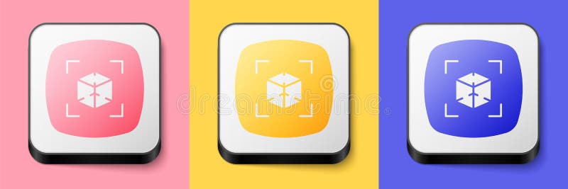 Isometric 3d Modeling Icon Isolated on Pink, Yellow and Blue Background ...