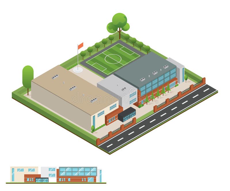 Isometric and 3D of Modern Office, School Building and Architect Stock ...