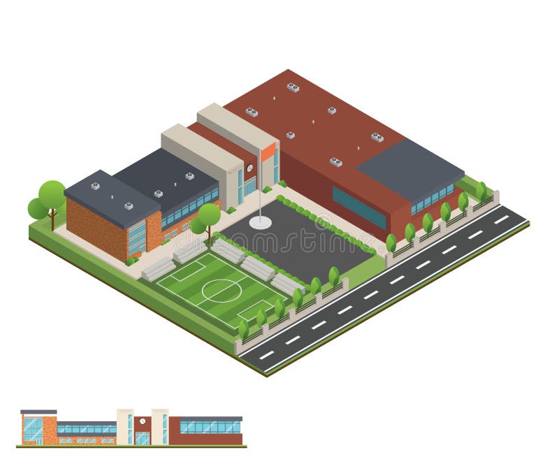 Isometric and 3D of Modern Office, School Building and Architect Stock ...