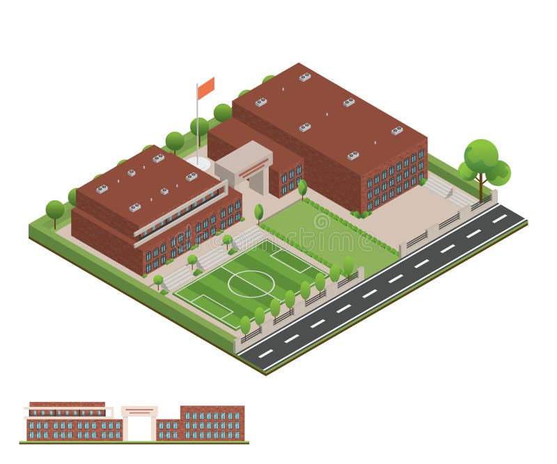 Isometric and 3D of Modern Office, School Building and Architect Stock ...