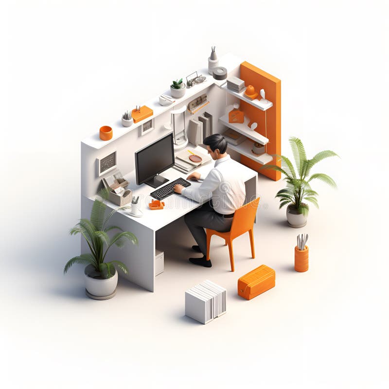 Isometric 3d Office Worker, Ai Generative Stock Illustration ...