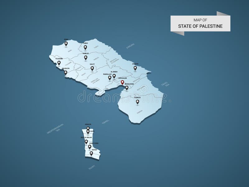 Isometric 3D Palestine Vector Map Concept. Stock Vector - Illustration ...