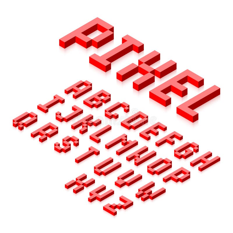 Isometric 3d pixel font stock vector. Illustration of isometric - 76765889