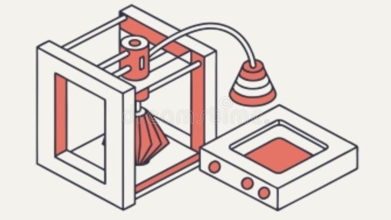 Isometric 3D Printer in Operation, Modern Tech, Vector Design ...