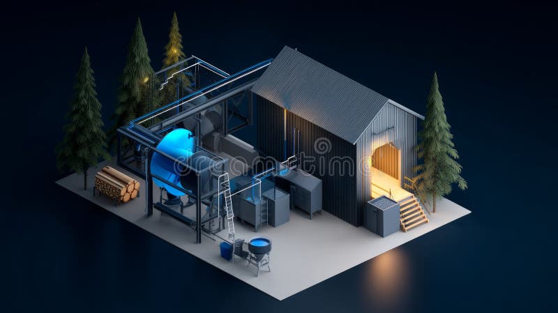 Isometric 3D Render of Composting Machine, Eco Tech. Recycling of Waste ...