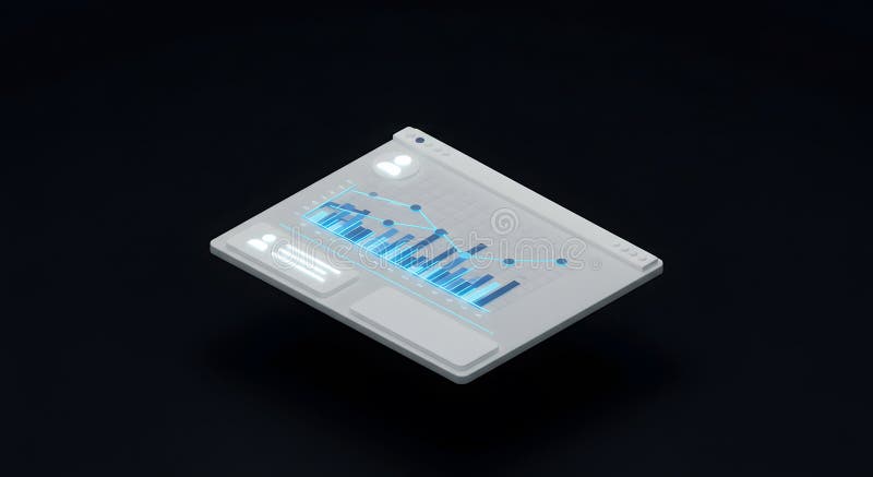 Isometric 3D Render of a Digital Dashboard Displaying Business Analytics and Data Visualization ...