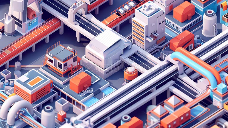 Isometric 3D Rendering of AI-driven Assembly Line in Art Stock ...
