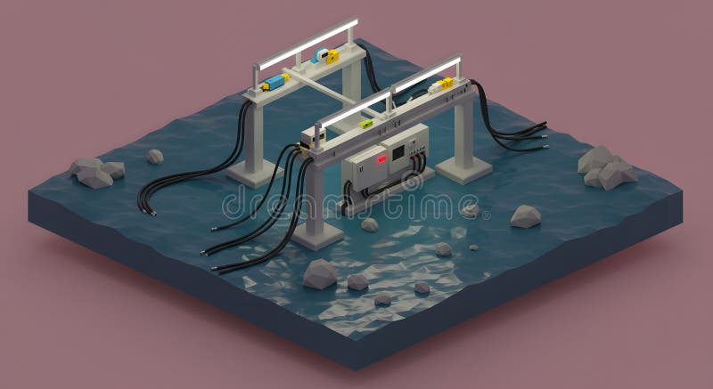 Low-Poly Isometric Rendering of an Offshore Energy Platform Generating ...