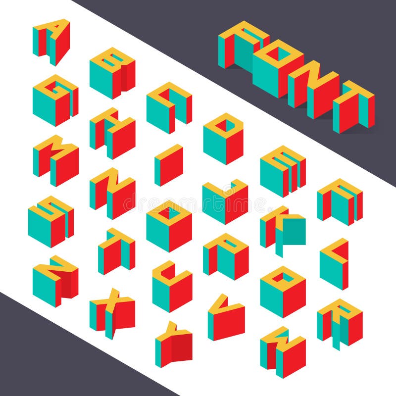 Isometric 3d type font set stock illustration. Illustration of retro ...