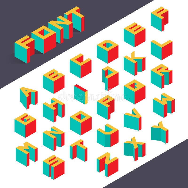 Isometric 3d type font stock illustration. Illustration of order - 75018488