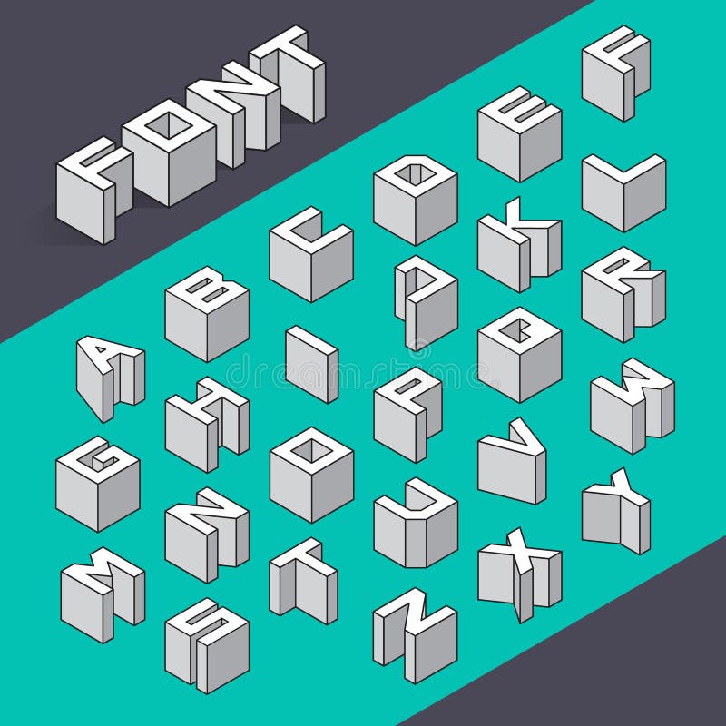 Isometric 3d type font stock illustration. Illustration of customized ...